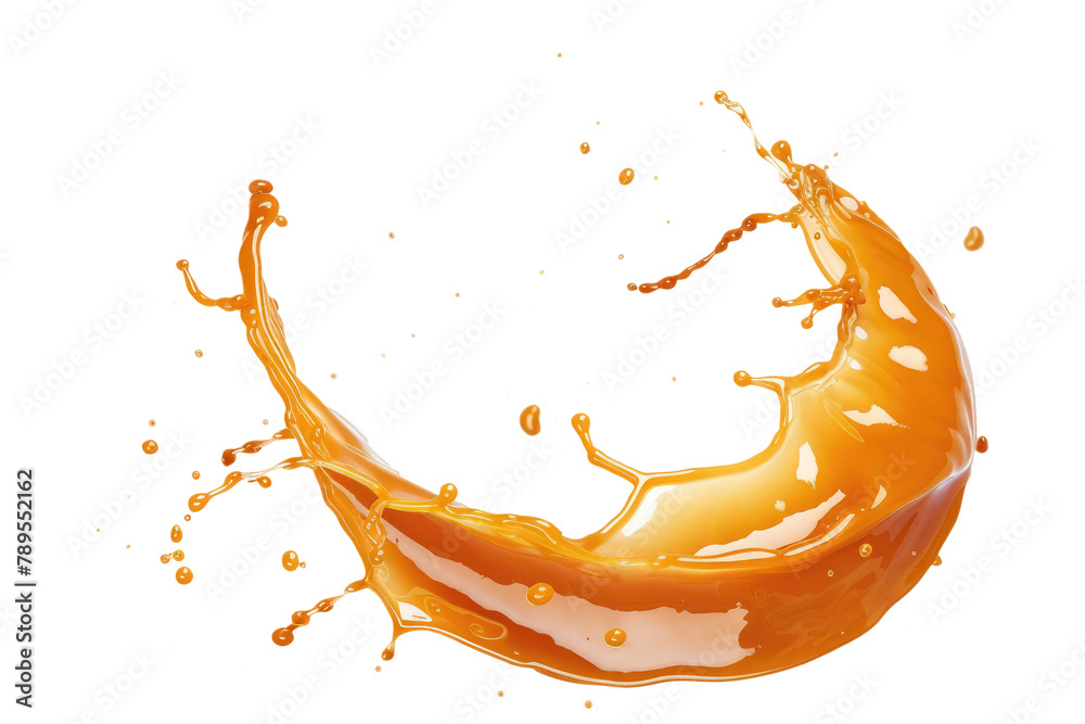 orange juice splash wave flow isolated on white or transparent ...
