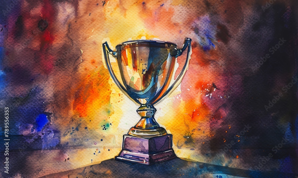 Craft a detailed watercolor artwork at eye-level angle depicting the ...