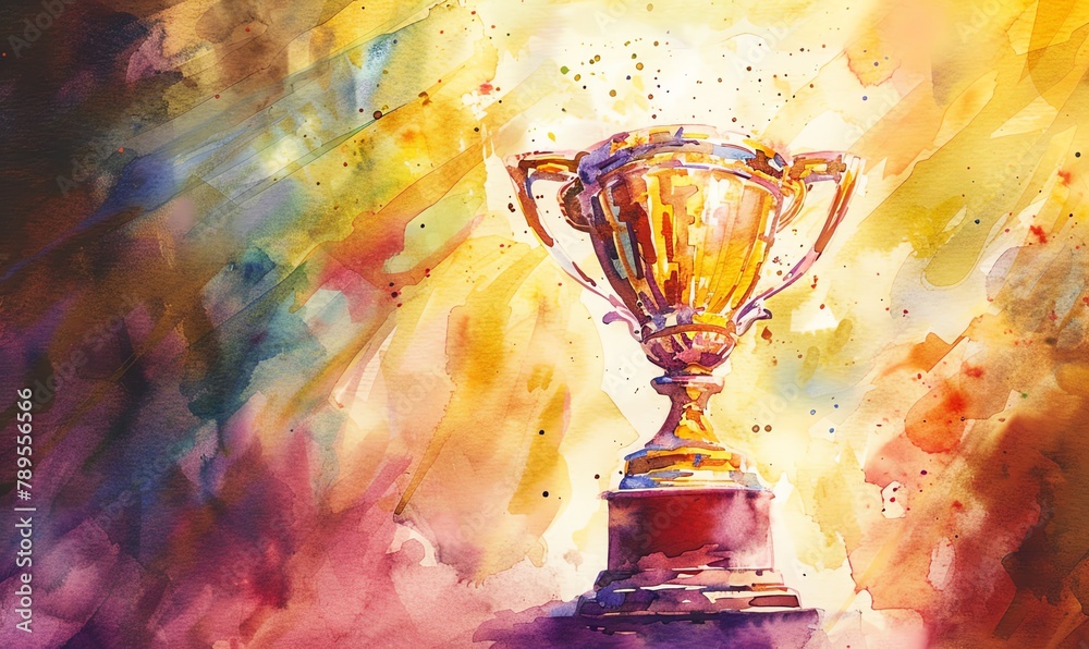 Craft a detailed watercolor artwork at eye-level angle depicting the ...