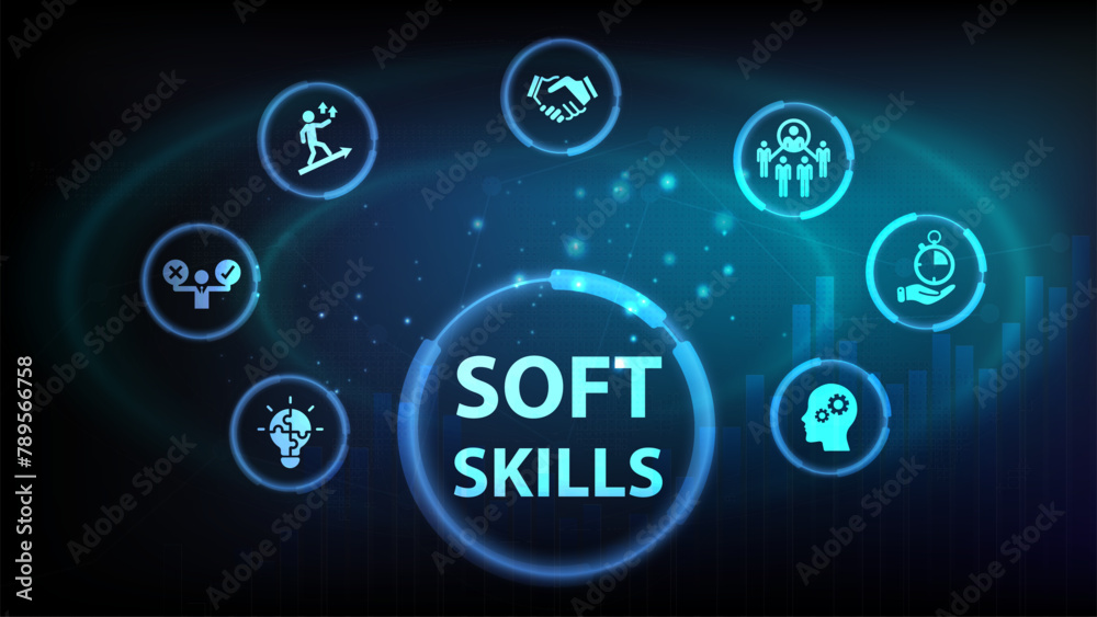 Soft skills icon set. Containing communication, empathy, assertiveness ...