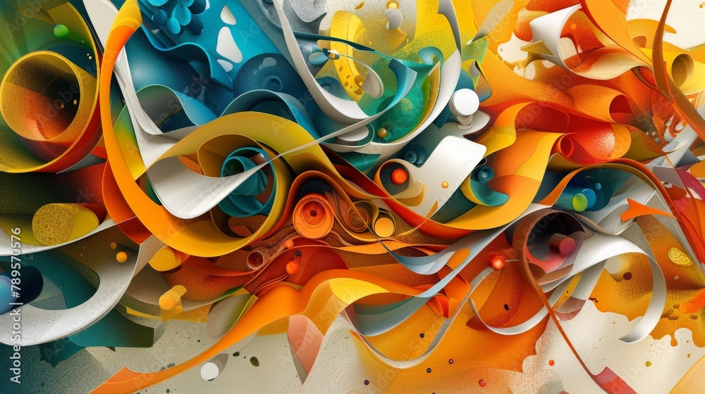 a symphony of shapes and colors in parametric abstraction, creating a ...