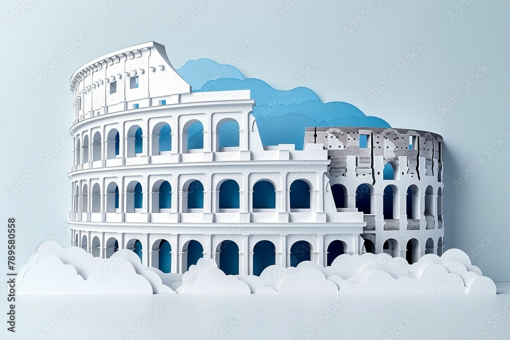 Paper Craft Model of the Roman Colosseum Stock Illustration | Adobe Stock
