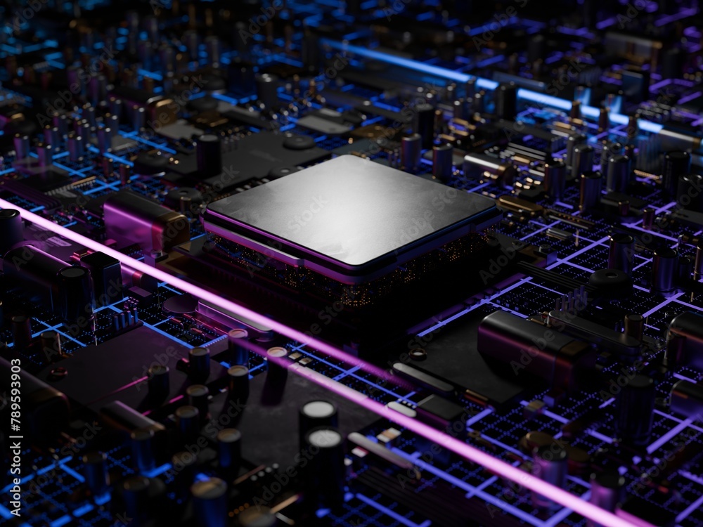 Artificial Intelligence processor unit. AI CPU. Sci-Fi semiconductors ...