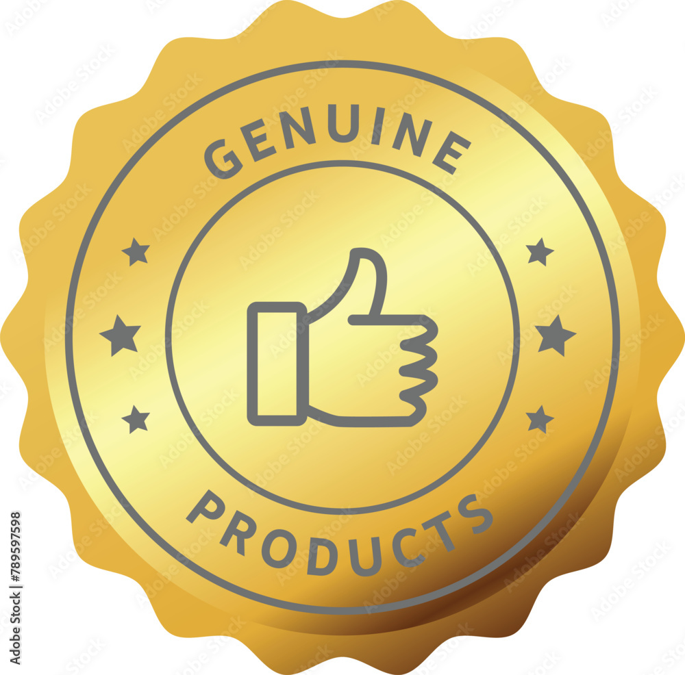 Genuine Golden, Products sign, Genuine product badge, Golden Premium ...