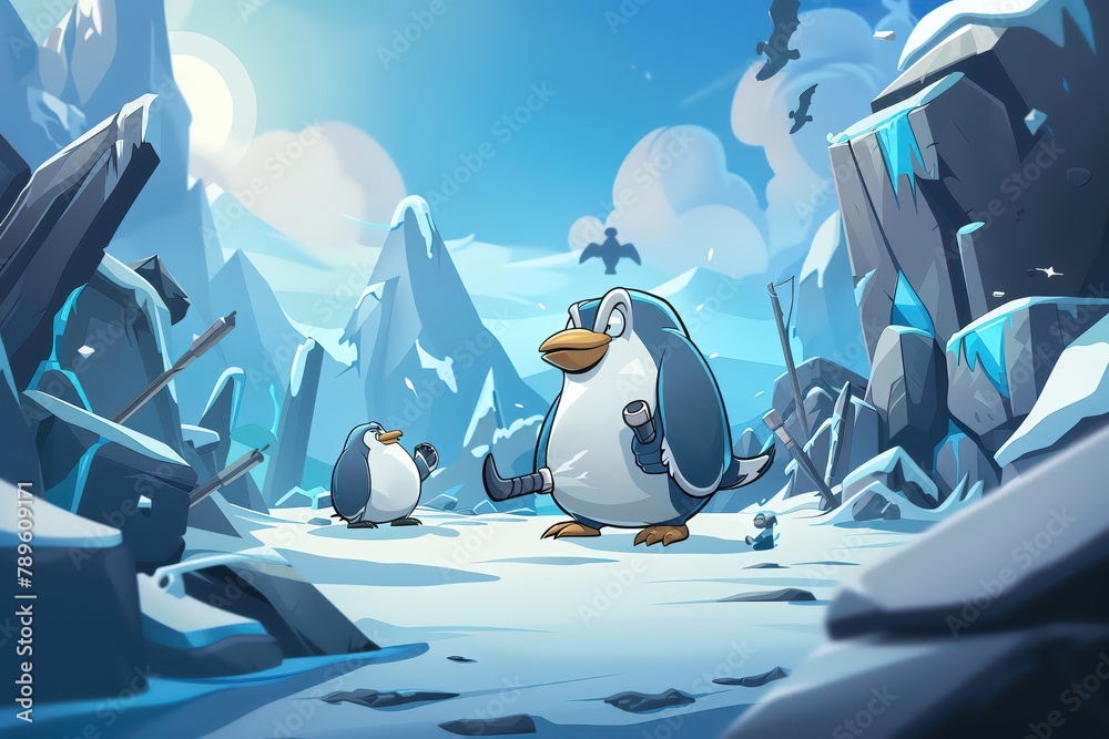 A lonely penguin, its flippers wrapped around a controller, battles ...