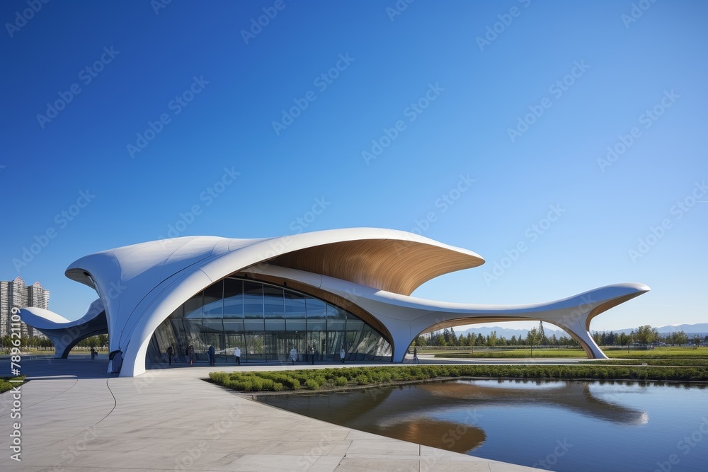 A Modern Tensile Structure Park Pavilion with Sweeping Curves and ...