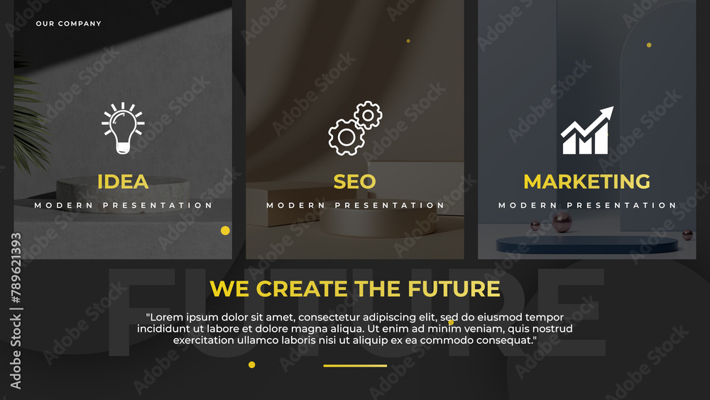 Corporate Business Presentation template contains 73 text placeholders ...