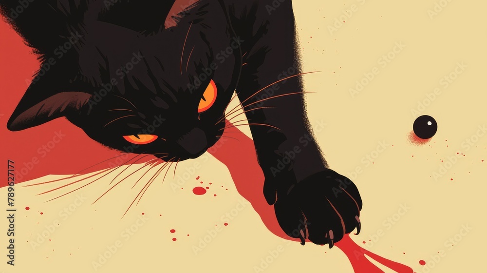A cat s paw leaving behind a trail of blood from scratching depicting ...