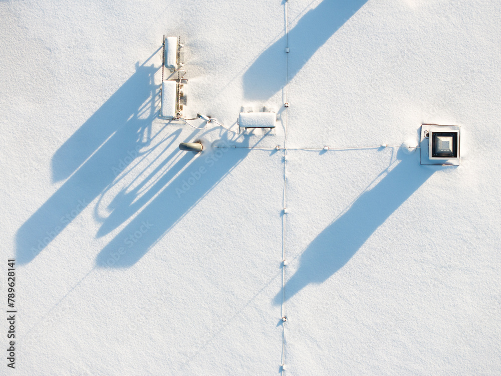 Rooftop air conditioner / HVAC units covered with snow. Stock Photo ...