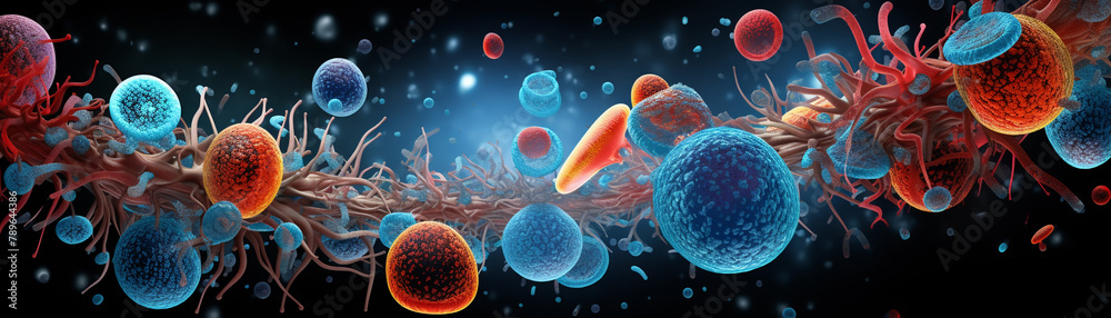 High magnification image showing a battle between immune cells and ...