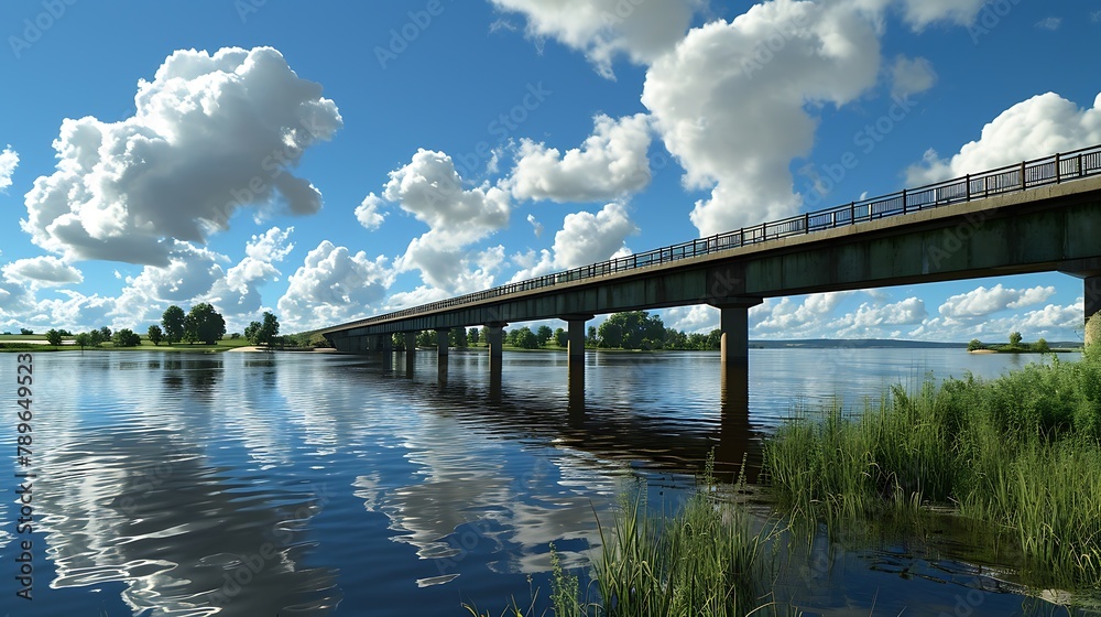 An Architecturally Stunning Bridge Spanning a Vast River, Its Elegant ...