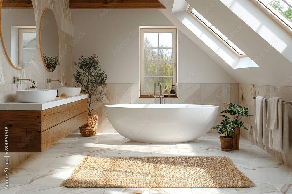 A bright and airy bathroom with natural light streaming in through ...
