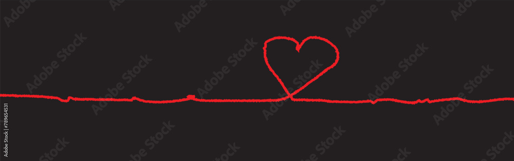 a red silk thread looped in a circle form, extending on both ends ...