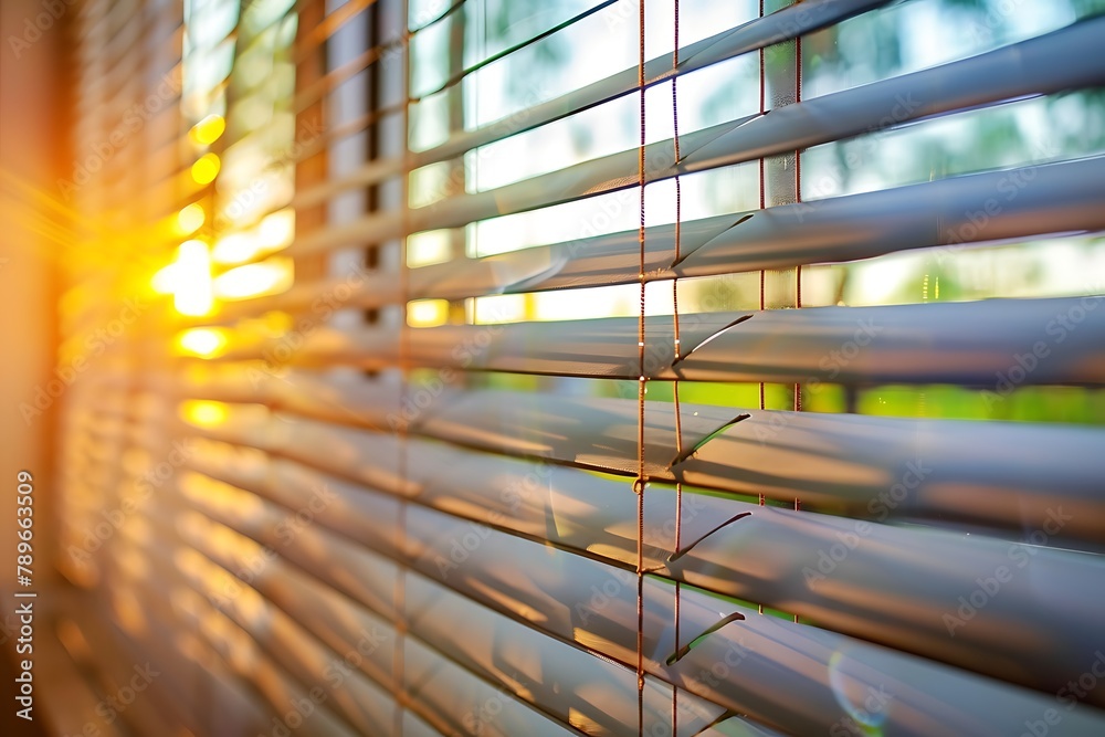 Venetian blinds for shade at the window. To protect against heat and ...