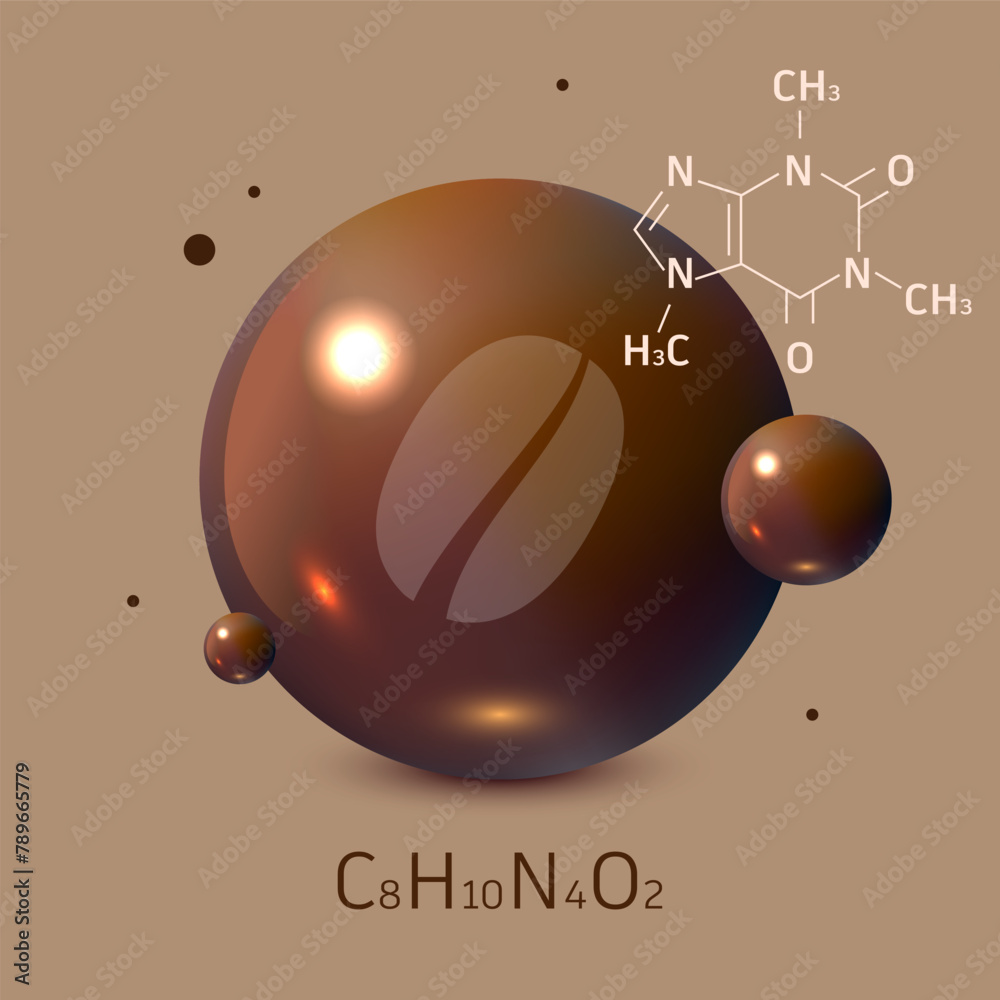 Chemical formula of caffeine. caffeine, coffein. Molecule Of Caffeine ...