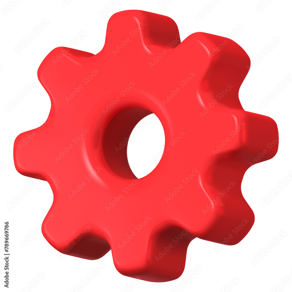 Red gear png sticker, 3D setting symbol on transparent background Stock ...