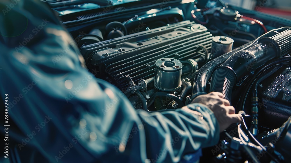 mechanic inspects the radiator and coolant levels, ensuring optimal ...