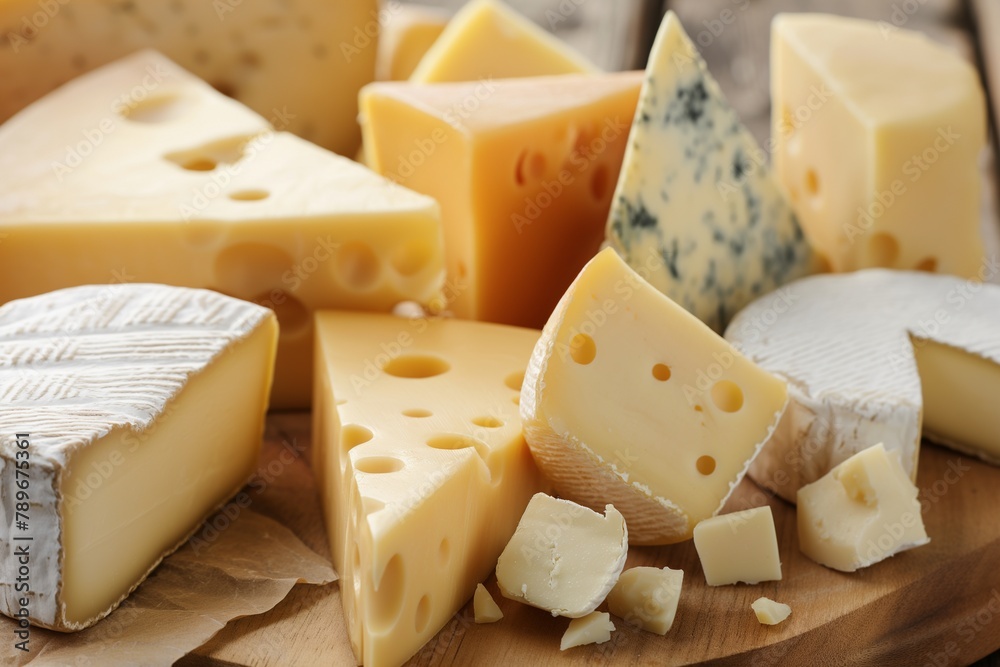 various types of cheese closeup, cheese background, cheese closeup ...
