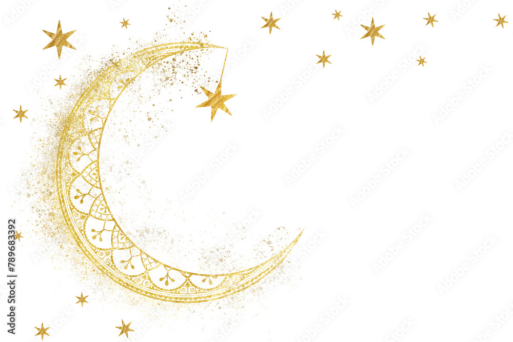 Moon png border design on transparent background Stock Illustration ...