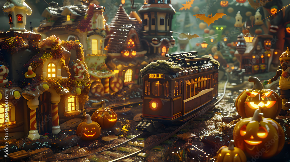 An advanced sweet factory featuring detailed cottages made from nougat ...