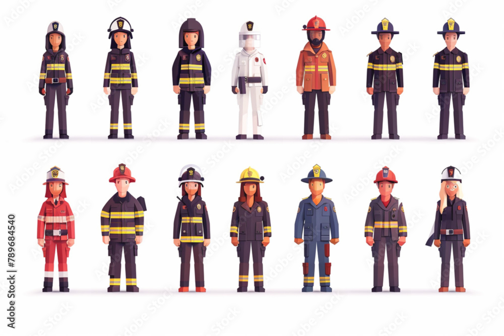 Police, fire and ambulance. Emergency services. Vector illustration in ...