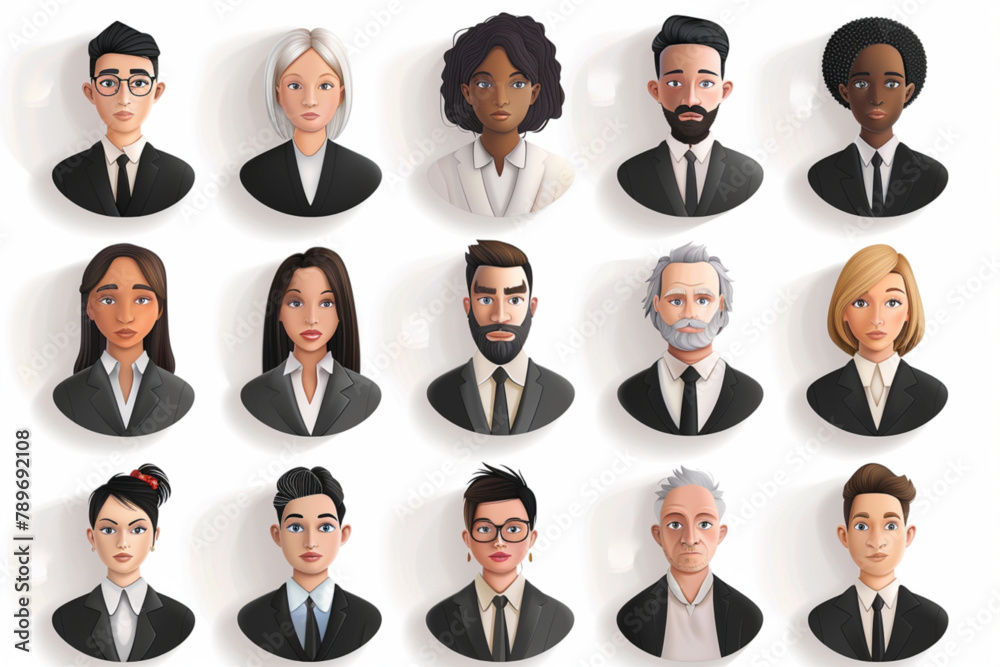 Set of business people portraits. Collection of avatars of men and ...