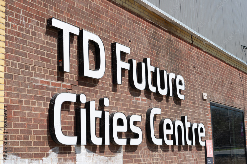 exterior wall and sign of TD Future Cities Centre, an exhibition and ...