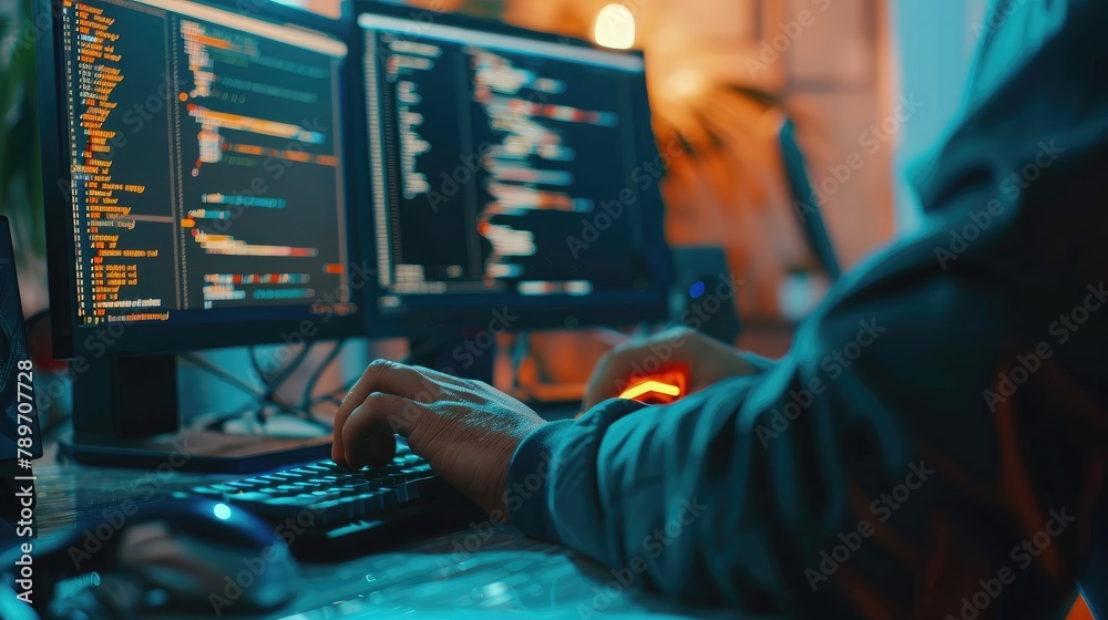 Programmer Debugging Code On A Computer Screen Identifying And Fixing Errors In The Program
