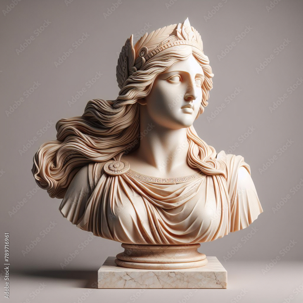 Illustration of a Renaissance marble statue of Athena. She is the ...