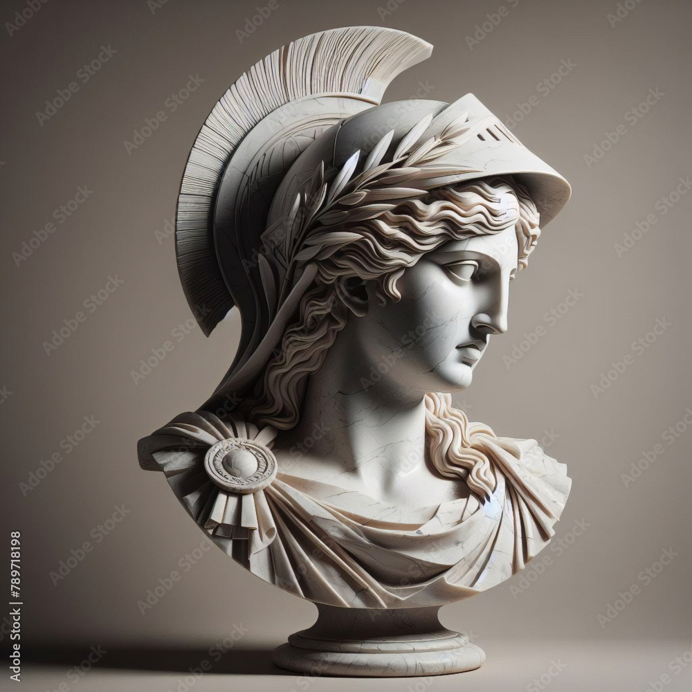 Illustration of a Renaissance marble statue of Athena. She is the ...