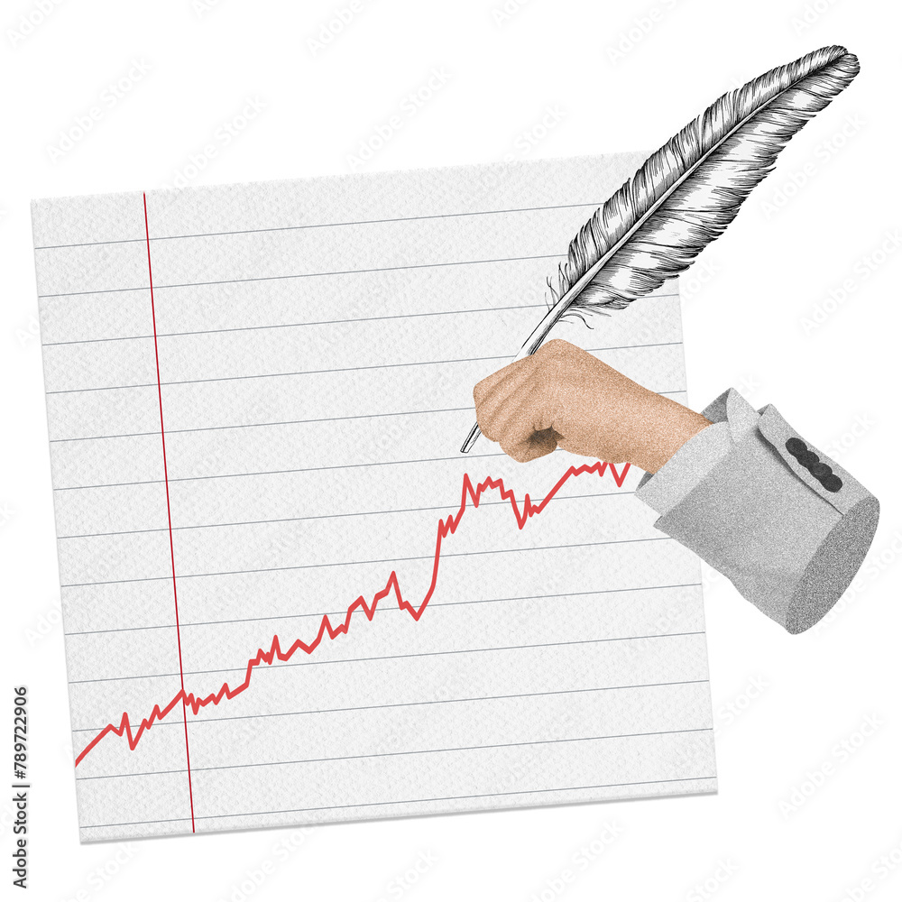Writing graph with quill png on paper note, collage element on ...