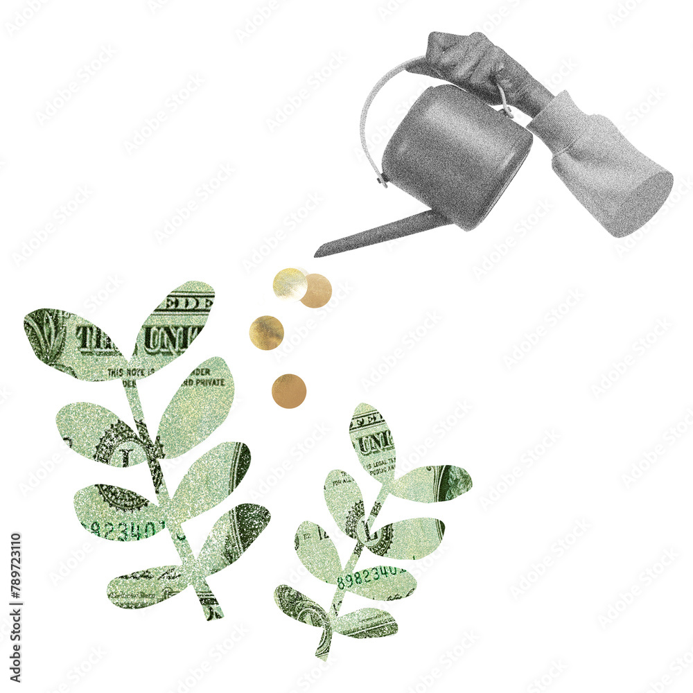 Growing money on tree png collage element on transparent background ...