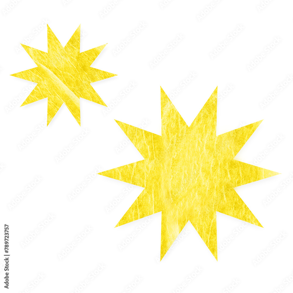 Yellow sparkling star shape png, paper collage element on transparent ...