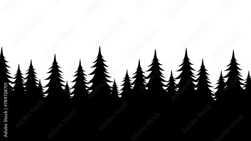 PNG forest silhouette border, pine trees collage element on transparent ...