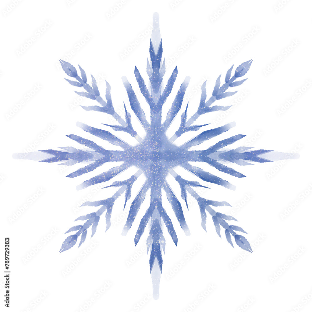 Aesthetic snowflake png sticker, watercolor design in transparent ...