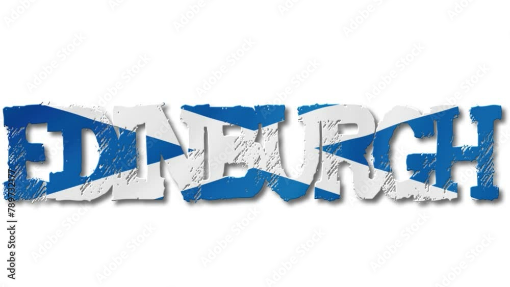 Edinburgh Text with Scotland Flag Waving Inside. Seamless Loop ...