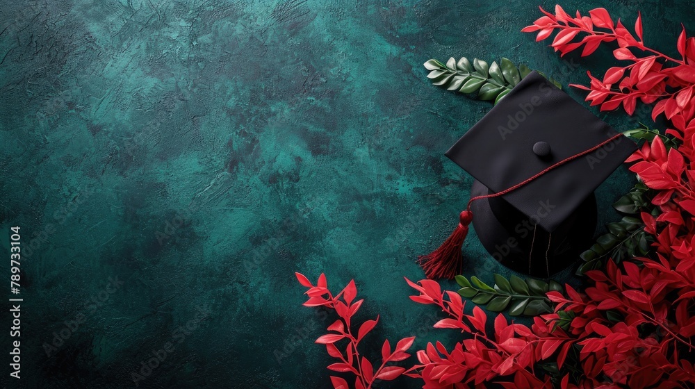 Student cap, graduation cap, diploma, banner: a triumphant celebration ...