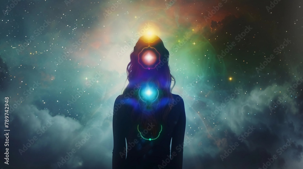 Cosmic spiritual awakening with seven chakras and harmonic peace ...