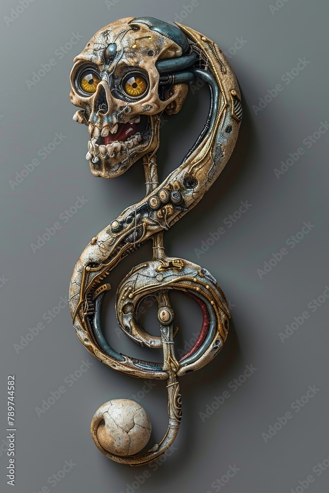 Visualize a realistic, anatomical musical note, combining eye orbs and ...