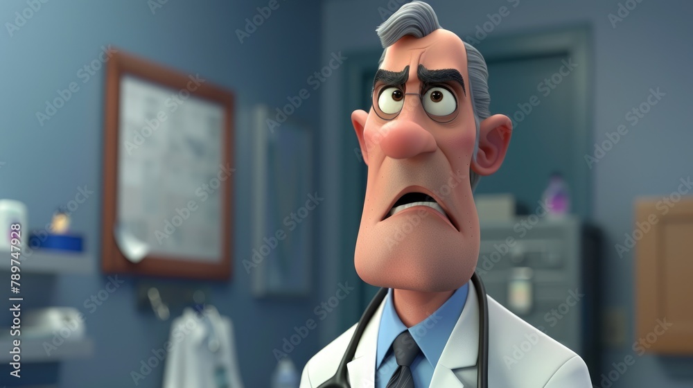 An animated male doctor sporting a visibly irate expression Stock ...
