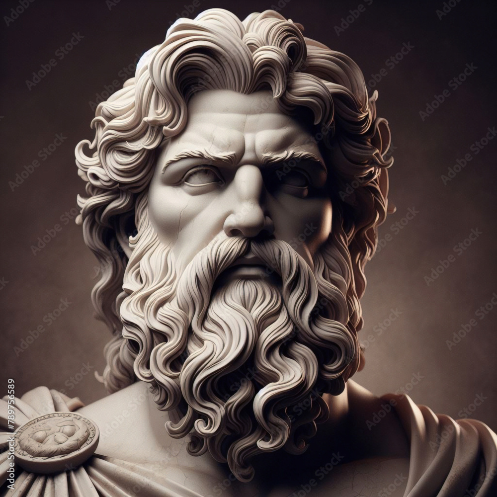 Illustration of a Renaissance statue of Zeus, king of the gods. god of ...