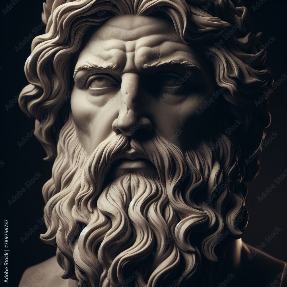 Illustration of a Renaissance statue of Zeus, king of the gods. god of ...