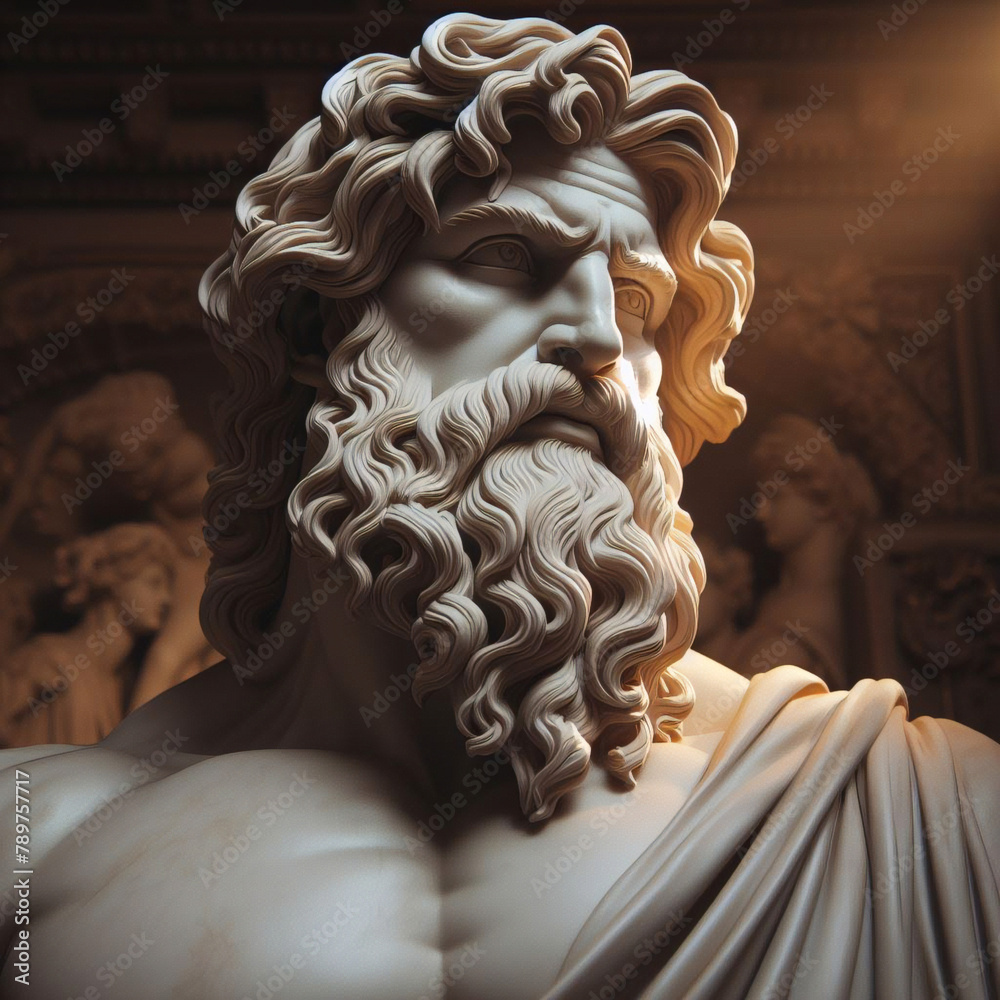 Illustration of a Renaissance statue of Zeus, king of the gods. god of ...