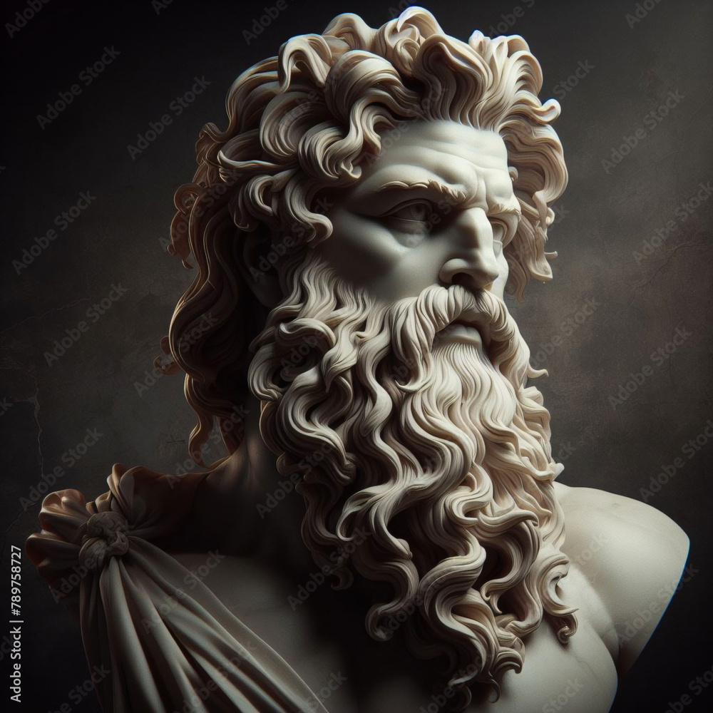 Illustration of a Renaissance statue of Zeus, king of the gods. god of ...