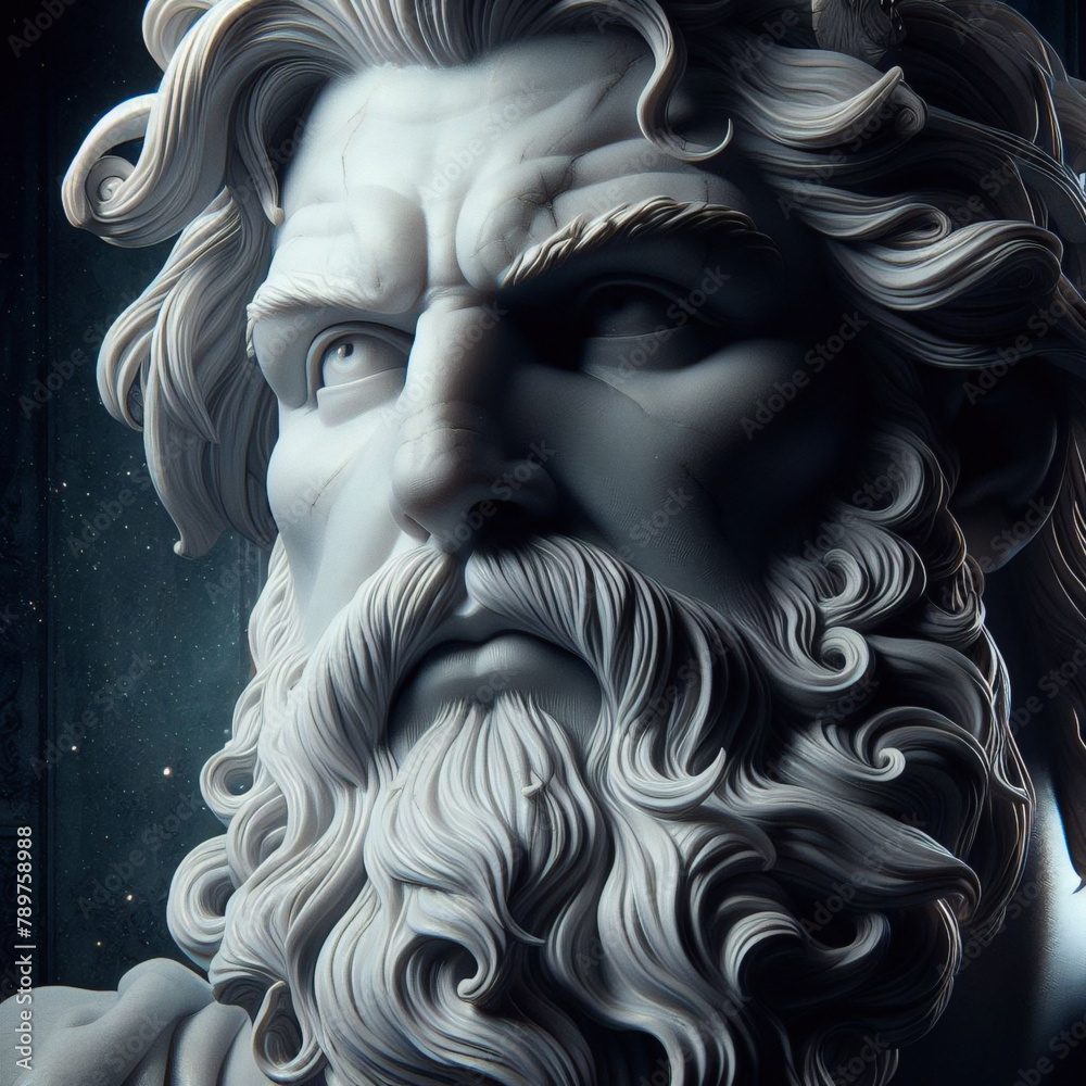 Illustration of a Renaissance statue of Zeus, king of the gods. god of ...