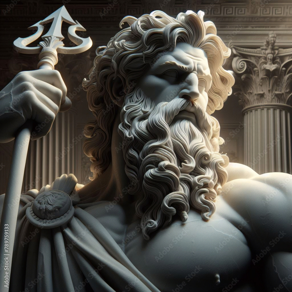 Illustration of a Renaissance statue of Zeus, king of the gods. god of ...