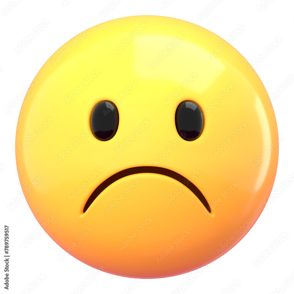3D emoticon png frowning face sticker, transparent background Stock ...