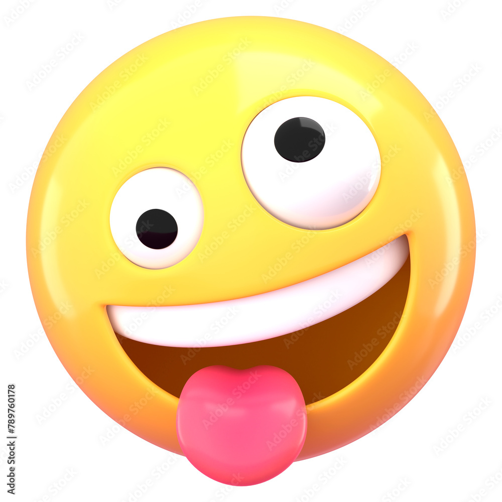 Crazy face 3D png emoticon sticker, transparent background Stock ...
