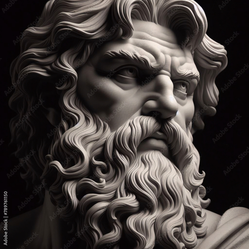 Illustration of a Renaissance statue of Zeus, king of the gods. god of ...