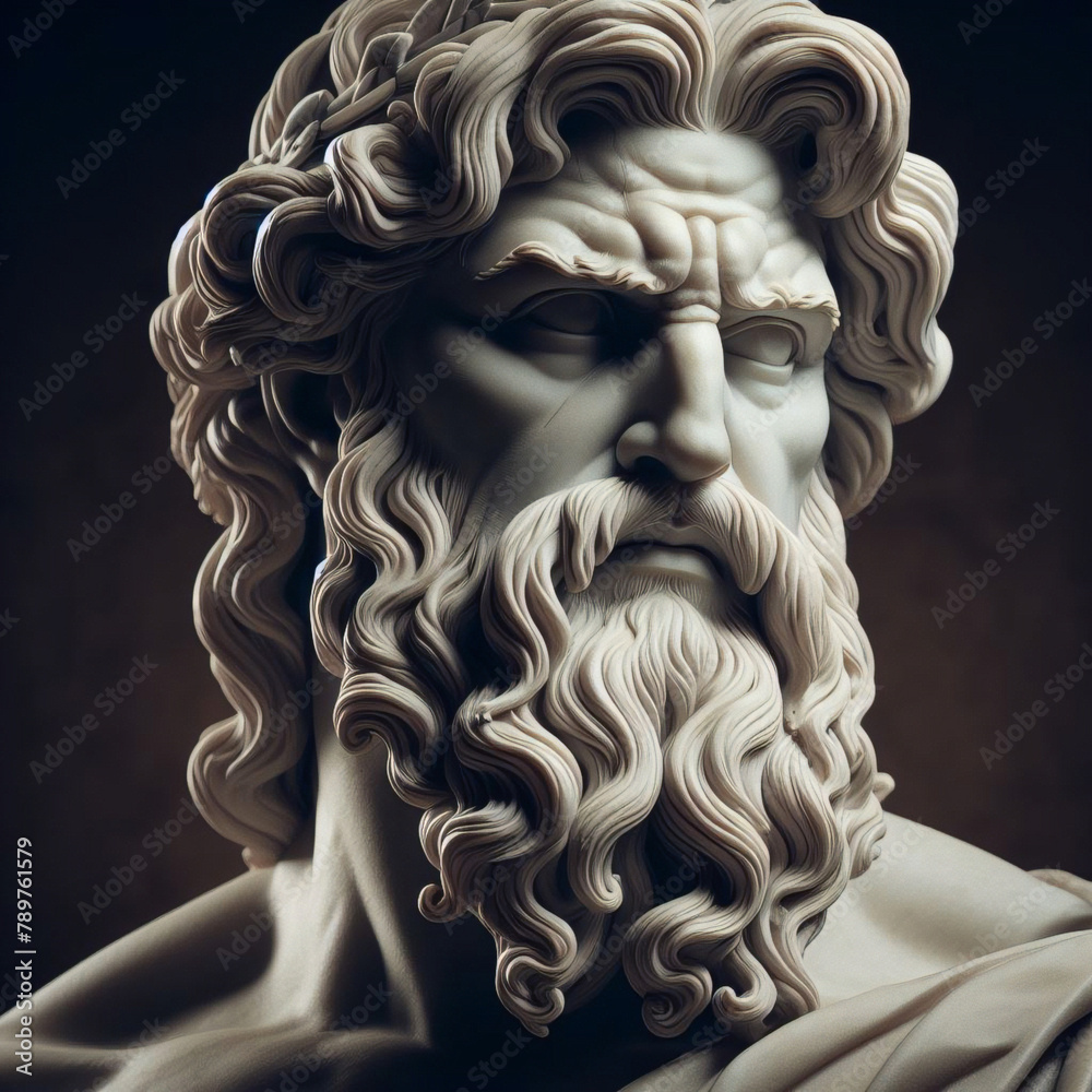 Illustration of a Renaissance statue of Zeus, king of the gods. god of ...